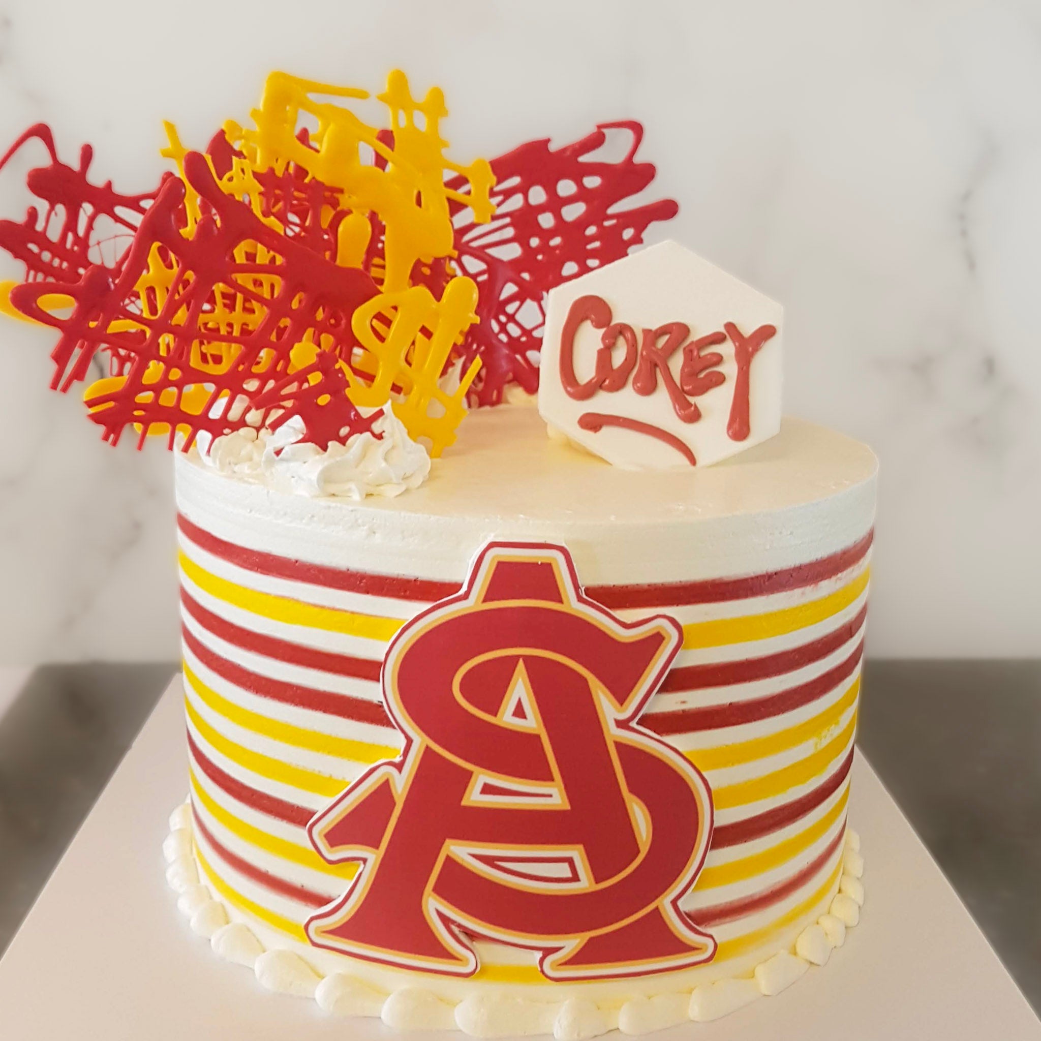 School Logo Stripes | College Graduation Cake | High School Graduation ...